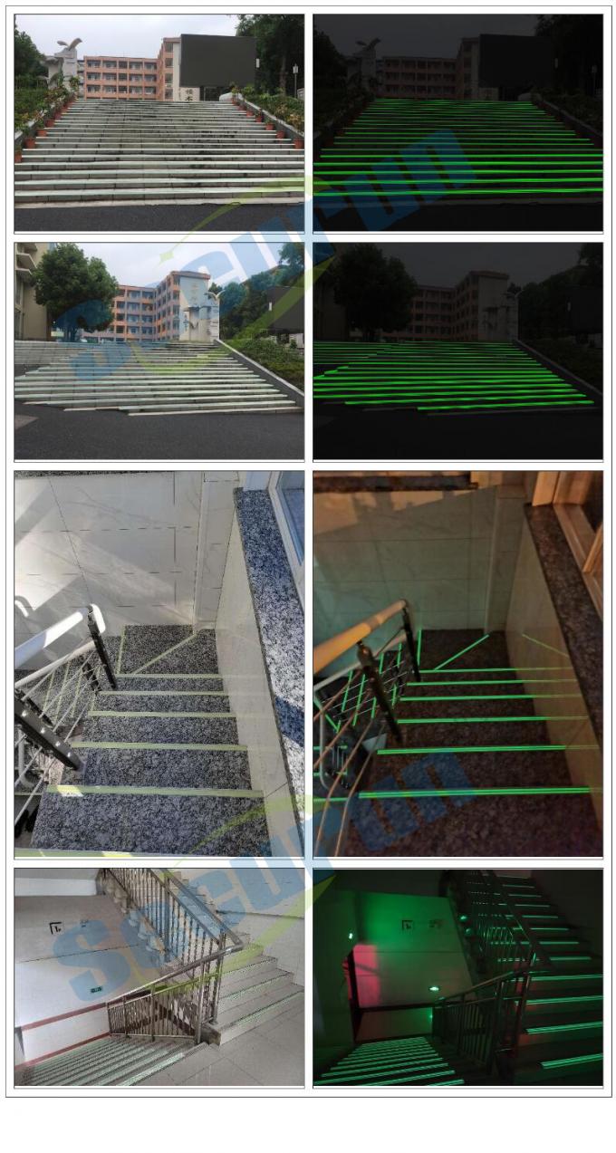 Self Luminous Photoluminescent Stair Nosing Egress Path Markings